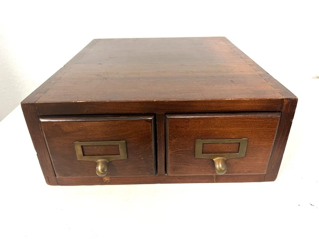 VINTAGE OAK 2 Drawer Card Catalog Dovetail File Cabinet $149.99 - PicClick