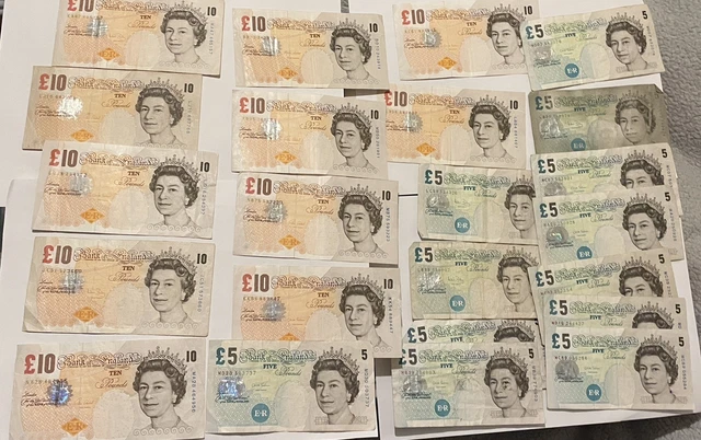 BANK OF ENGLAND Ten & Five Pound Notes - (12x £5, 11x £10) - Old Paper ...