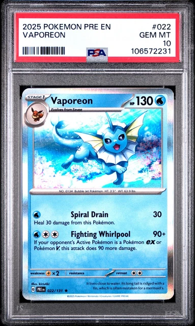 2025 POKEMON PRE En-Prismatic Evolutions #022 Vaporeon Psa 10 £29.64 ...