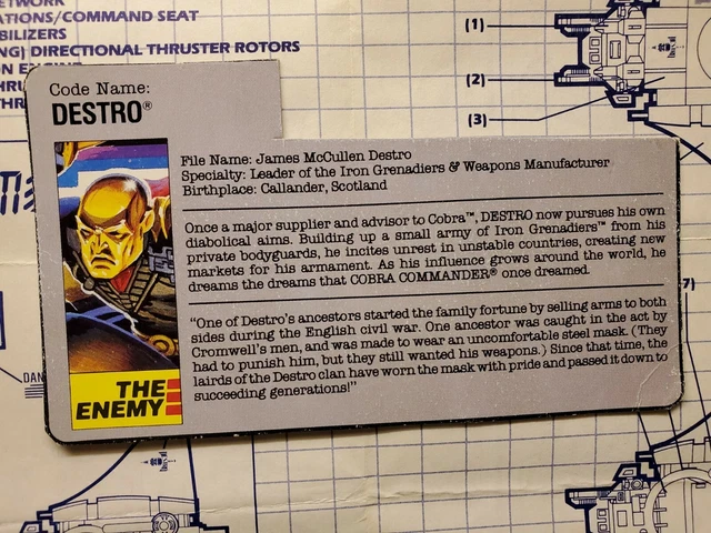 VINTAGE GI JOE Destro's Despoiler Blueprints Instructions & Destro File ...
