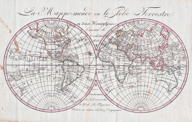 WORLD MAP MAPPEMONDE Map Engraving Copperplate Grasset 1806 £79.25 ...