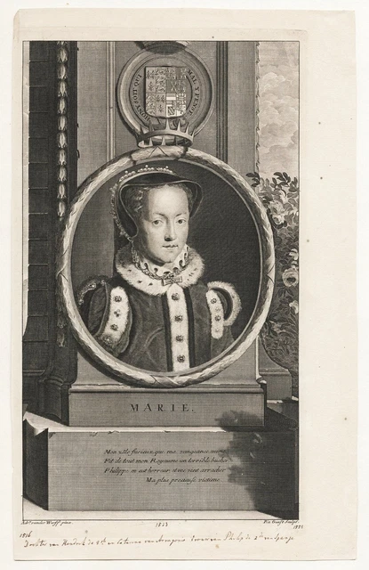 MARY I OF England Queen Königin Ireland Spain Espana Kupferstich ...