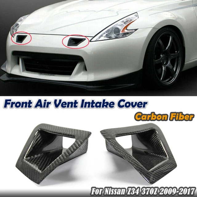 CARBON FIBER FRONT Bumper Vent Air Duct Intake Cover Kit For Nissan ...