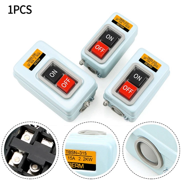 AC 220V/380V PUSH-BUTTON Switch On/Off Switch 3-Phase Self-Locking ...