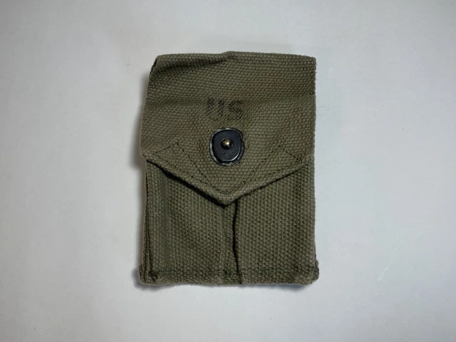 VIETNAM WAR ERA US M1911 Double Magazine Pouch M56 Green Aligator Clips ...