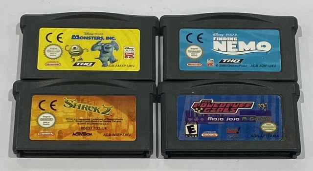 4 X GBA Cartridges- Shrek 2, Finding Nemo, Monsters, Inc. & The ...