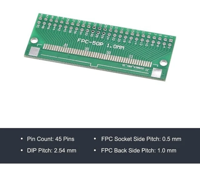 MAPPA SOURCING FPC FFC scheda convertitore PCB 50P 0,5 mm lato presa, posteriore... EUR 4,62 ...