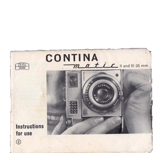 ZEISS IKON CONTINA Maticc II and III 35mm Instructions for Use Booklet ...
