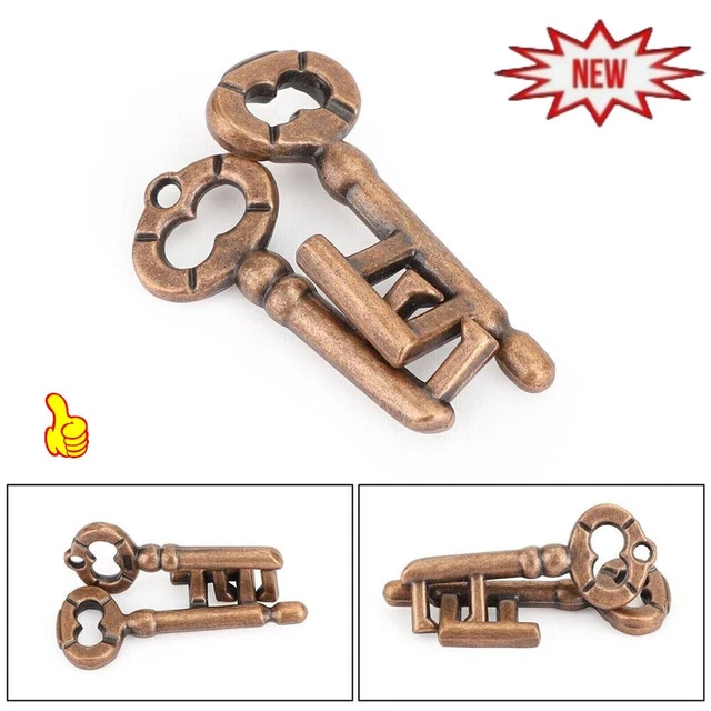 VINTAGE ALLOY CAST Puzzle Box Metal Lock Toys IQ Mind Brain Teaser Game ...