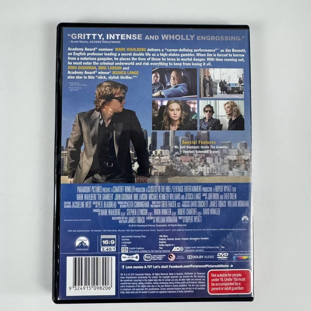 THE GAMBLER (DVD 2014) Mark Wahlberg John Goodman Brie Larson Region 4 ...