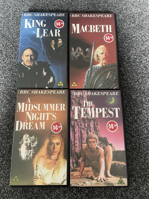 BBC SHAKESPEARE VHS Bundle 4 Tapes King Lear Macbeth Tempest Midsummer ...