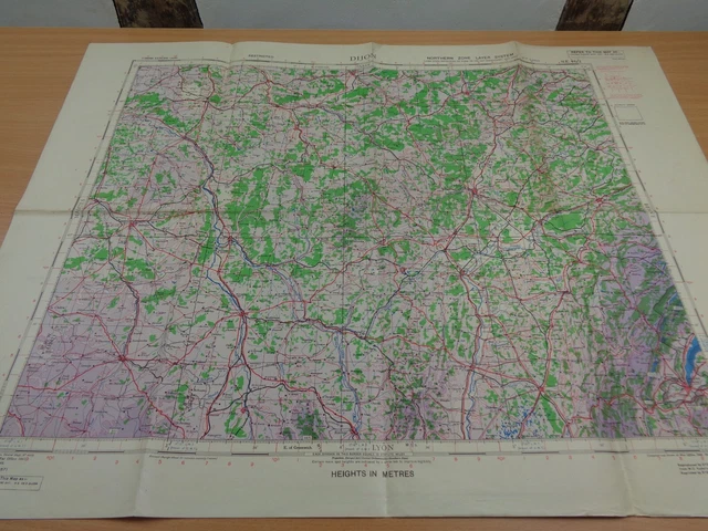 ORIGINAL WW2 &RESTRICTED& RAF map of FRANCE entitled "DIJON" (June 1944 ...