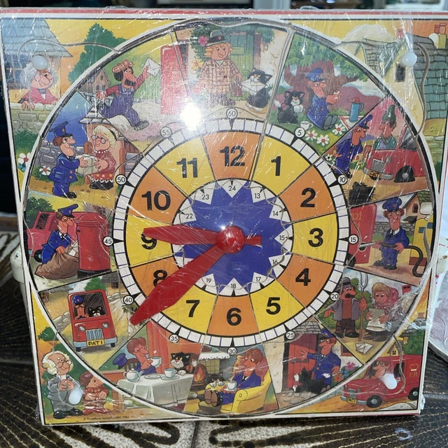VINTAGE BBC 1982 Wooden Postman Pat Time Teaching Jigsaw Puzzle Clock ...
