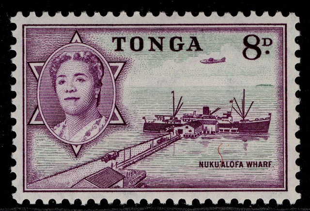 TONGA QEII SG109, 8d émeraude et violet rougeâtre profond, M comme neuf ...