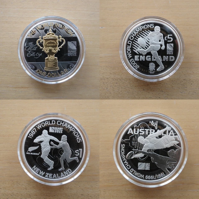 RUGBY WORLD CUP Champions Silver Proof Coins England Australia New ...