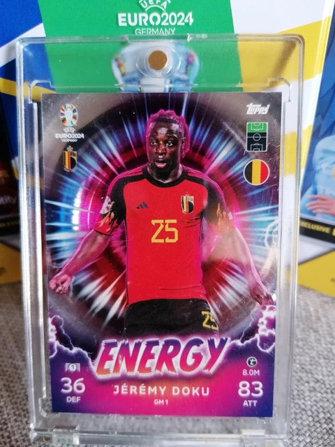 TOPPS EURO 2024 Match Attax - Energy GM 1 - JEREMY DOKU - FRESNEL LENS ...