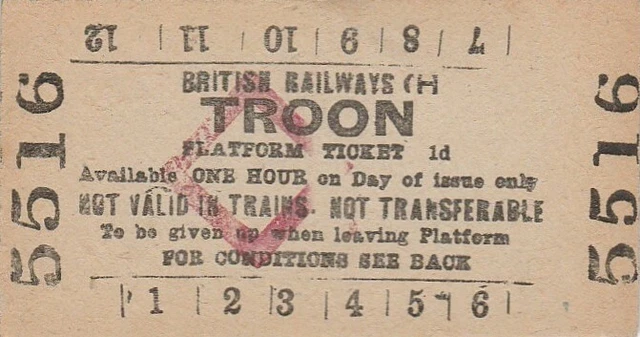 BRITISH RAILWAYS RED Diamond Edmondson Platform Ticket - 5516 Troon ...