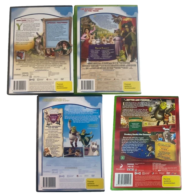 SHREK DVD REG 4: Shrek: 1,2, 3, 4 + Donkey's Christmas Shrektacular 5 ...