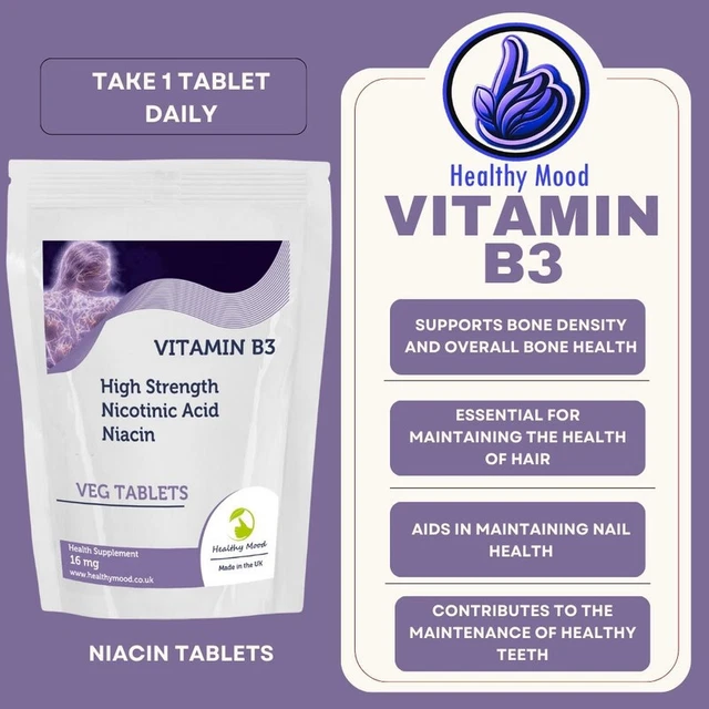 VITAMIN B3 16MG Nicotinic Acid Niacin 90 Vegetarian Tablets High ...
