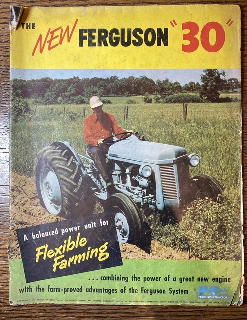 ORIGINAL 1951 FERGUSON 30 Tractor Advertising Brochure Poster Flexible ...