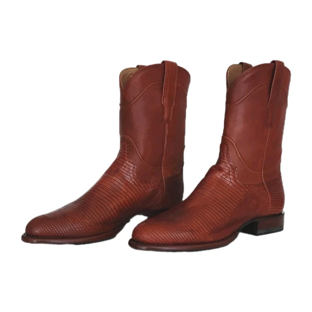 TECOVAS THE NASH Bourbon Lizard Skin Men's Roper Boots Size 10 D £270. ...