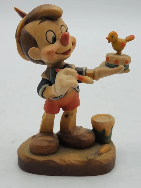 ANRI DISNEY WOODCARVING - Pinocchio With Bird in Hand 4" £99.92 ...