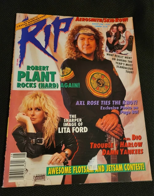 RIP MAGAZINE, AGOSTO 1990, Robert Plant, Axl Rose, Skid Row, Dio, Lita ...