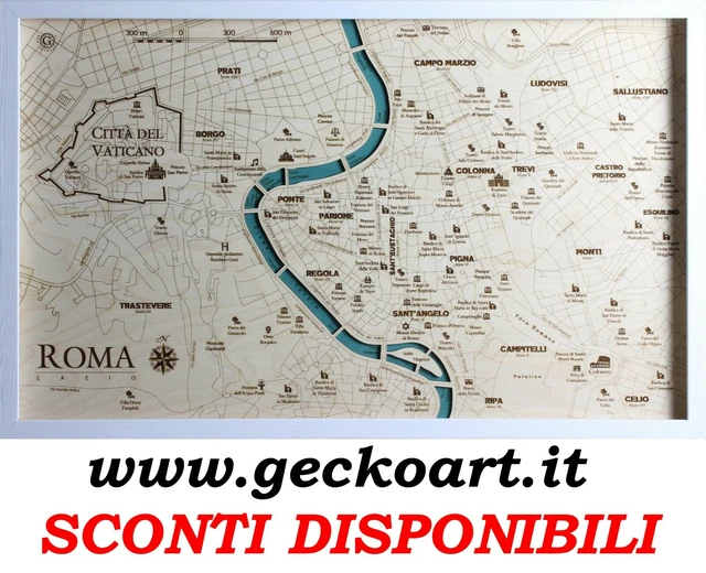 ROMA ROME MAPPA Cartina 3D Quadro Moderno Map Chart | www.geckoart.it ...