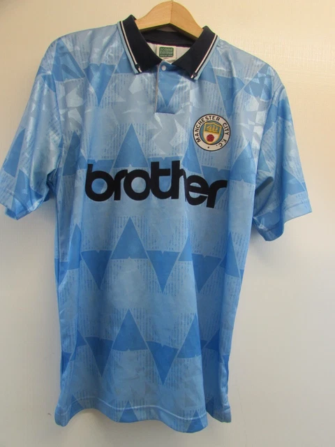 MANCHESTER CITY RETRO 92 Home Football Shirt, Brother Score Draw, Size ...