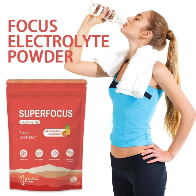 ELECTROLYTE POWDER SUPERFOCUS + Caffeines Focus Drinks Mix Fruit Punch ...