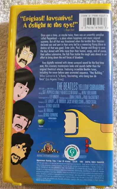 THE BEATLES YELLOW Submarine VHS 1999 (1968) Clam Shell $19.95 ...