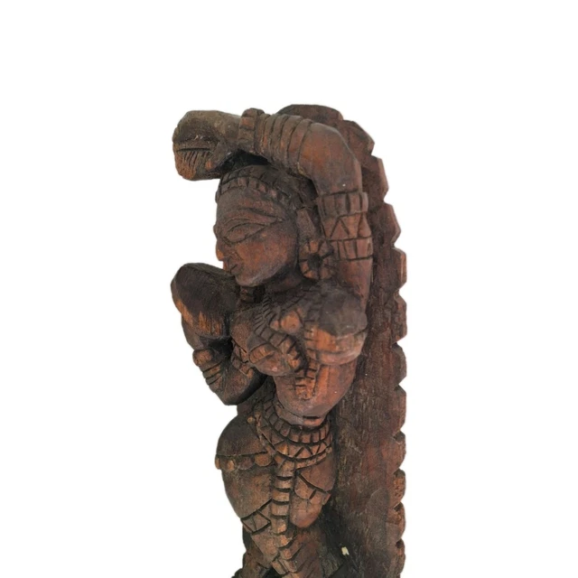 FIGURE ANTIQUE ASIAN Divinity Feminine India 19th Statue Wood Carved ...