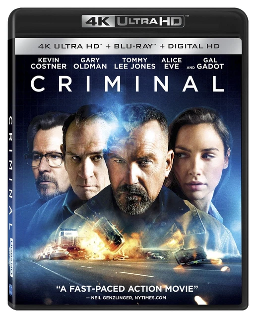 CRIMINAL (4K UHD Blu-ray) Kevin Costner Gary Oldman Ryan Reynolds Tommy ...