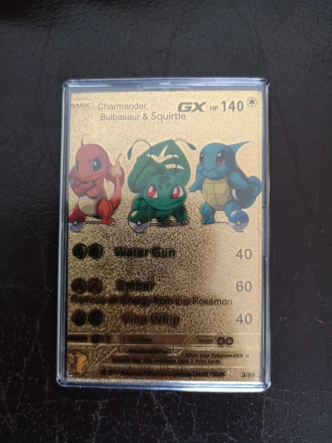 CHARMANDER SQUIRTLE BULBASAUR Gx 3/99 Pokemon Card Golden Fridge Magnet ...