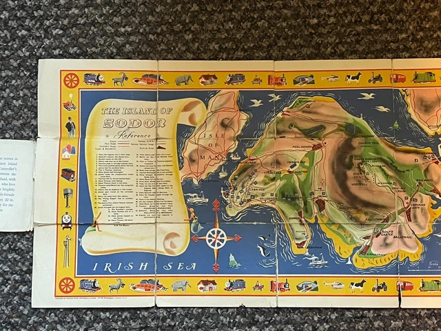 THOMAS THE TANK Engine Island of Sodor Map [1958] First Edition Rev W ...