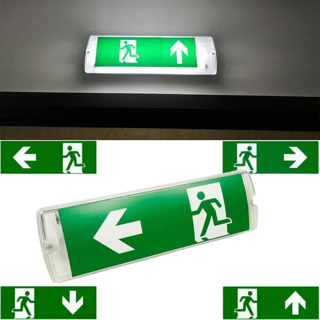 FIRE EXIT LAMP Led Emergency Light Bulkhead Exit Sign Maintained/non ...