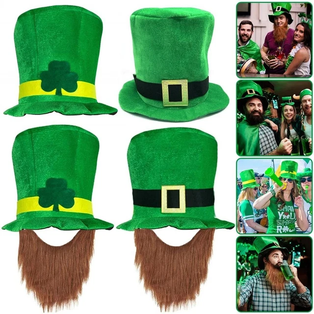 SAINT PATRICKS DAY Shamrock Hats Fake Beard St Patrick Day Hat Carnival ...