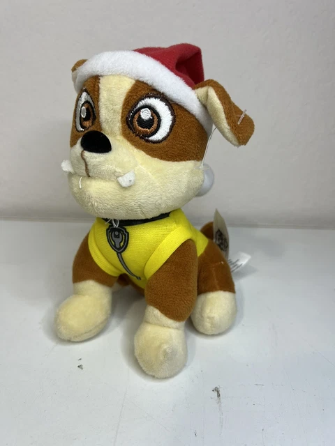 PAW PATROL RUBBLE Santa Plush Stuffed Animal 6 inch Hanging Ornament ...