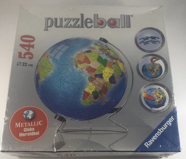 RAVENSBURGER METALLIC PUZZLEBALL Globe Puzzle Ball 540 Pieces 22cm 3D ...