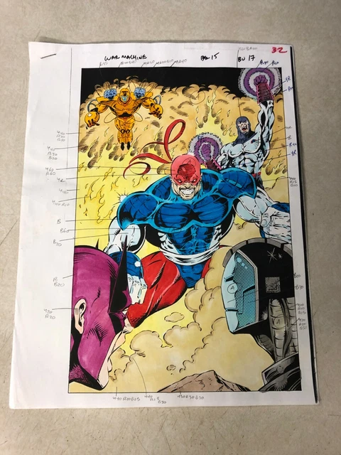 WAR MACHINE #15 ART comic color guide HAWKEYE US AGENT 1995 SPLASH PAGE ...