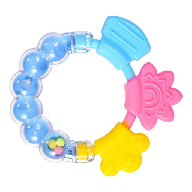 BABY RATTLE TEETHER Gum Silicone Baby Rattle Chew Toy For Baby Infant ...