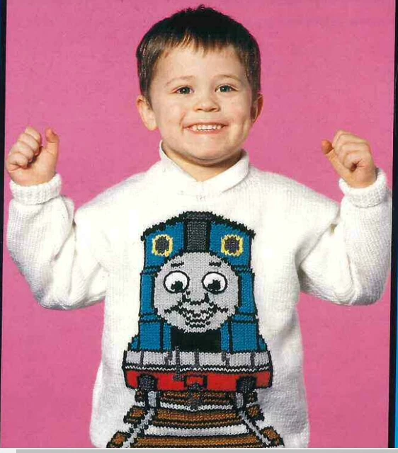 THOMAS THE TANK ENGINE RETRO Knitting Pattern for 4 x Jumpers Size Kids ...