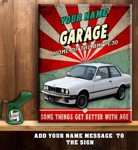 PERSONALISED BMW E30 325I WORKSHOP GARAGE SHED Vintage Metal Wall Sign ...