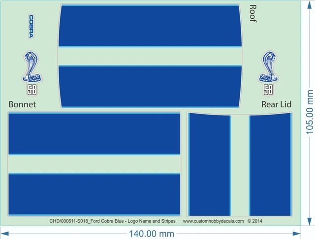 FORD XA XB XC Falcon - Cobra Livery Decal - 1/18 1/25 1/43 - Water ...