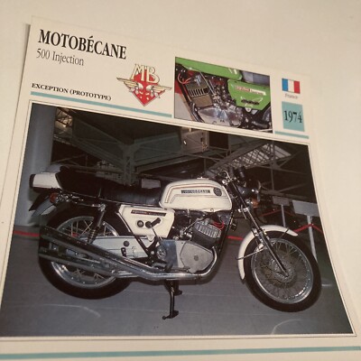 MOTOBÉCANE 500 INJECTION prototype 1974 carte moto de collection Atlas ...