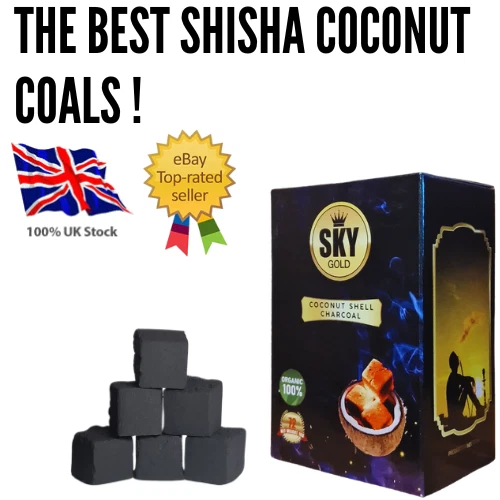 SHISHA HOOKAH COCONUT Charcoal 72pcs Premium 100% Natural Cubes 1kg Sky ...