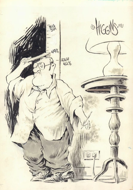 THE SHRINKING RULER Newspaper Cartoon - 1981 Signed art by Jack Higgins ...