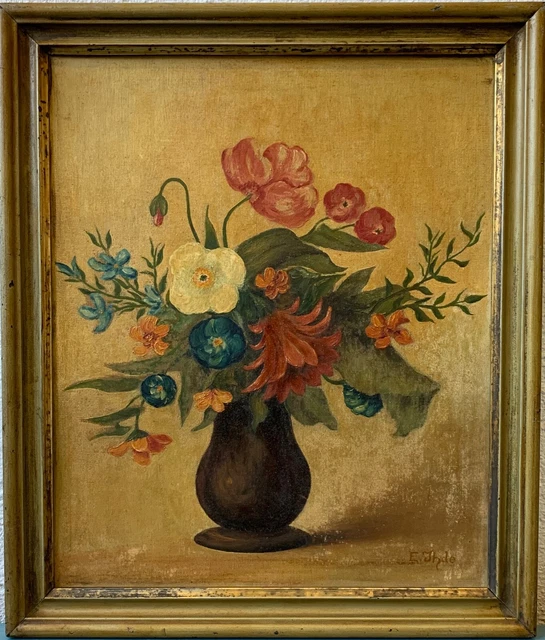 ÖLBILD AUF LEINWAND/KARTON Stillleben Blumen E. Ihde signiert 41 x 35 cm EUR 70,00 - PicClick DE