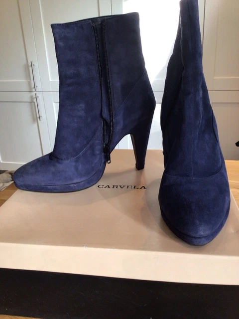 CARVELA BLUE SUEDE Platform Ankle High Heel Boots, Size 5 with original ...