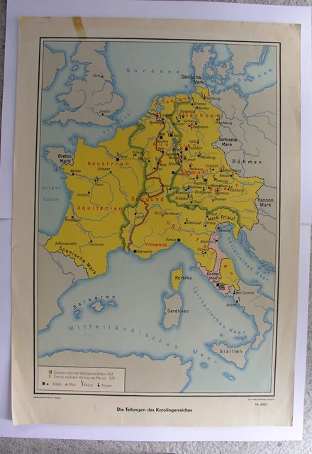 SCHOOL WALL MAP Division of the Carolingian Empire by Charles the Great ...